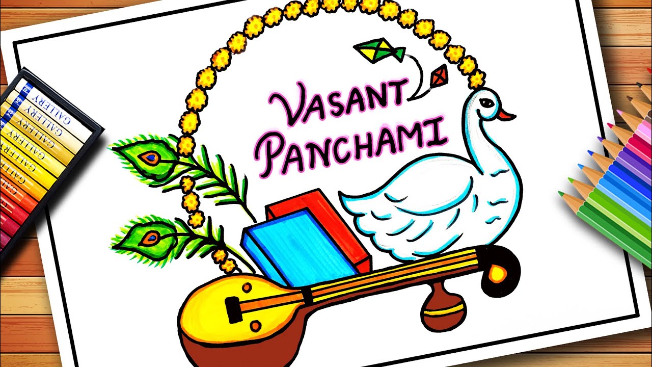 Vasant Panchami Drawing / Vasant Panchami Poster / Basant Panchami ...