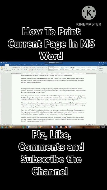 How To Print Current Page In MS Word - YouTube