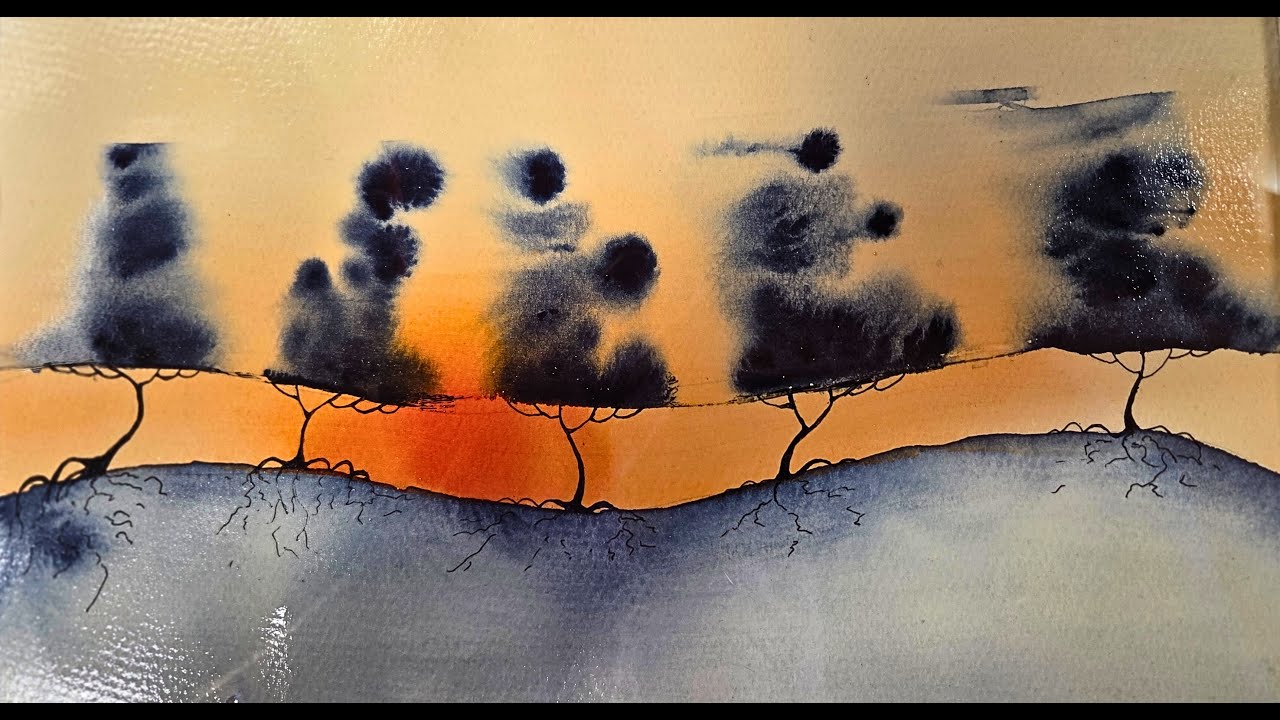 Salvador Dali Esque Watercolor Painting a Summer Sunrise - YouTube