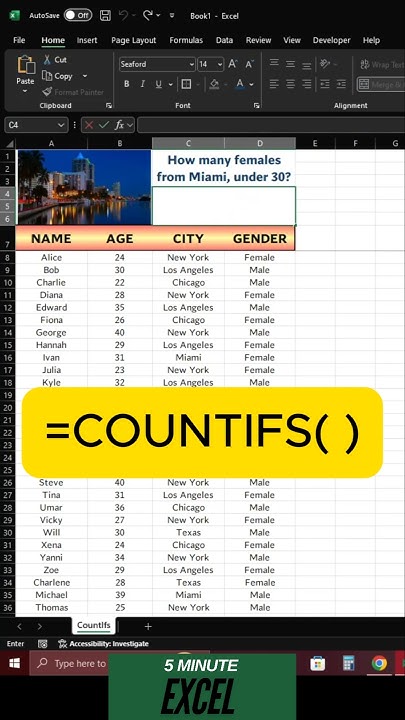 Using Countifs In Excel - YouTube