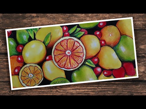 Realistic fruits drawing || Fruits drawing with colour pencils ...