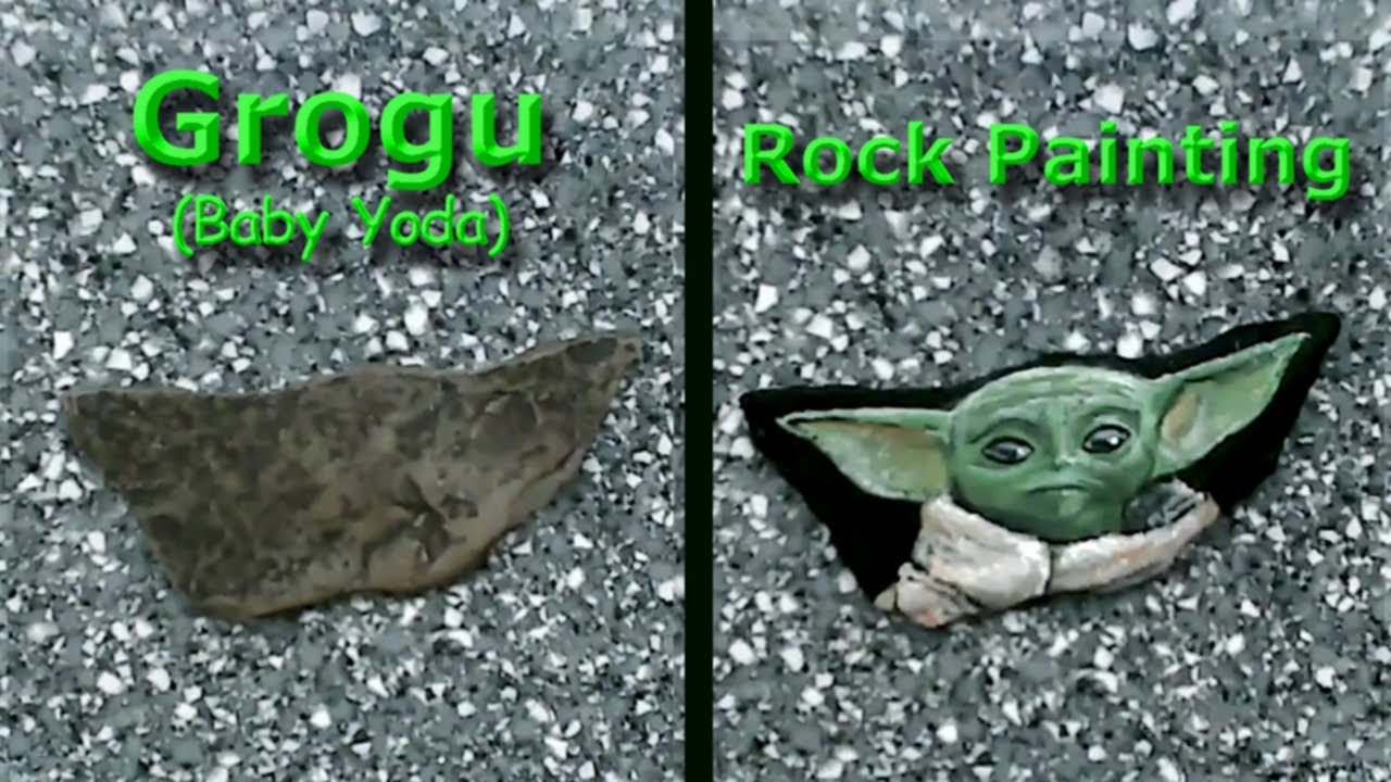 grogu (baby yoda) rock painting - YouTube