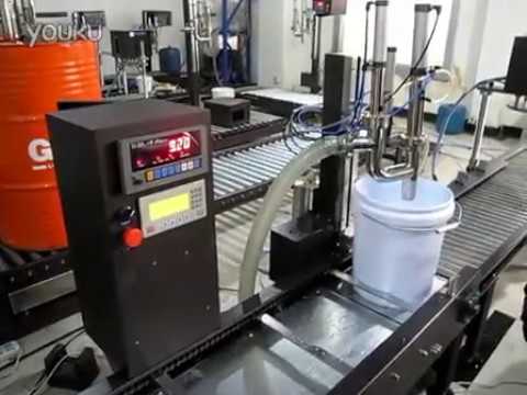Automatic paint liquid oil weighing filling lidding machine for pails ...