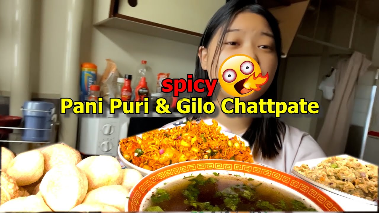 Spicy Gilo Chattpate & Pani puri ASMR | nepali famous street food ...