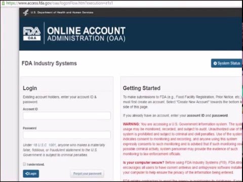 FDA - SID Industry - food products registration systems - YouTube