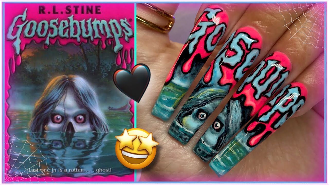 XXL Goosebumps Halloween Nails! Extendo Acrylic Nails | Hand Painted ...