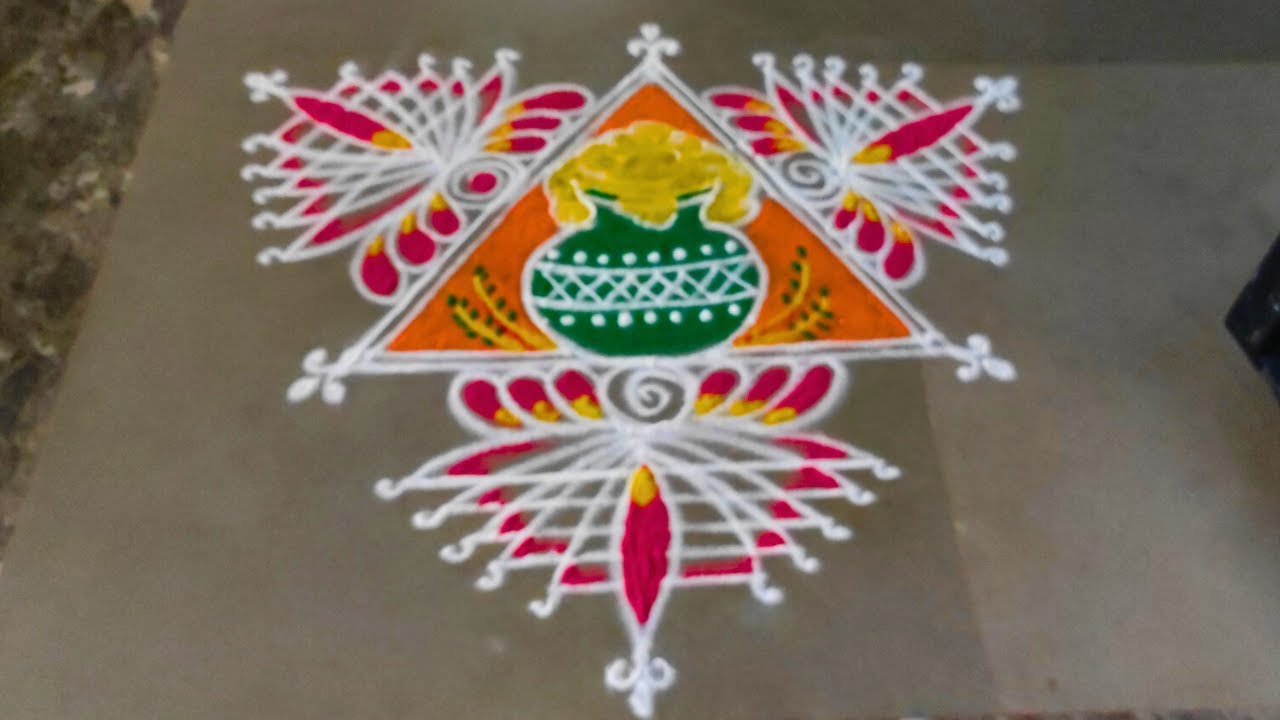 Sankranthi special | Pongal Panai kolam | Easy Padikolam kolam | Easy ...
