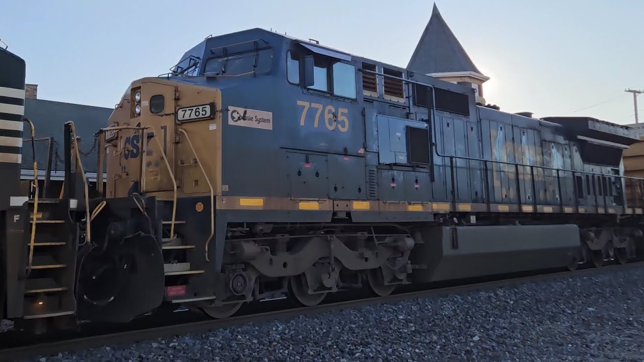 CSX 7765 trailing 3rd on a heavy manifest rolling through DeKalb Illinois 10-16-23 - YouTube