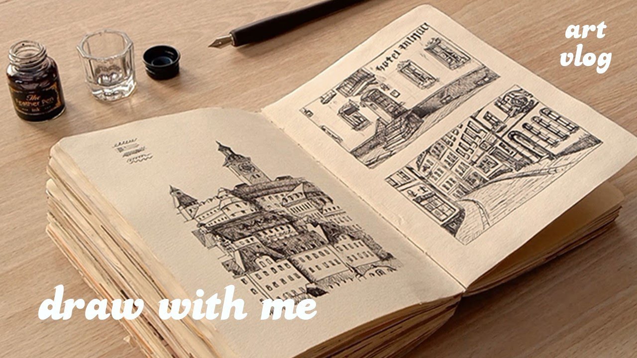 scrapbook tour, drawing with dip pen ️ - YouTube