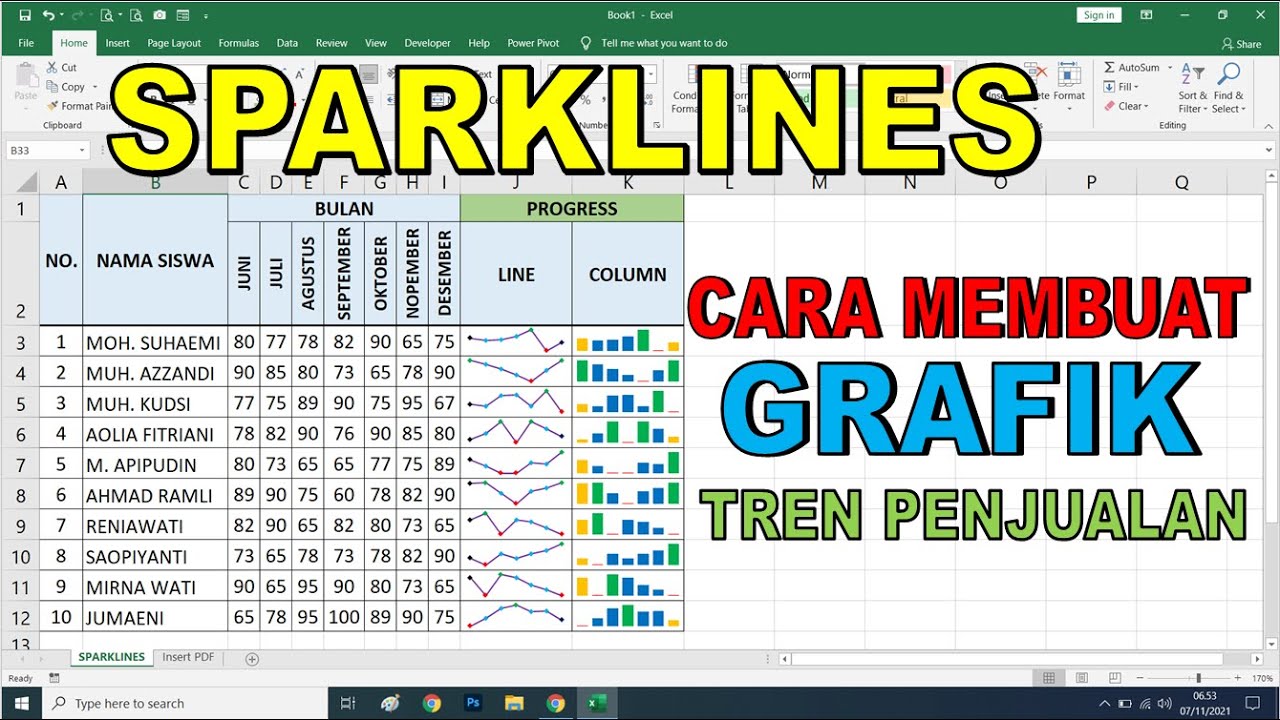 Cara Membuat Bagan Otomatis di Sel Excel | Cara Menggunakan Sparklines ...