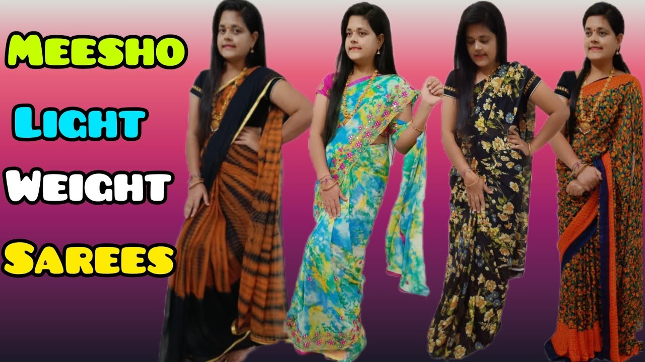 Meesho light weight sarees|| cash on delivery|| below 300 #LasyaGvlogs ...