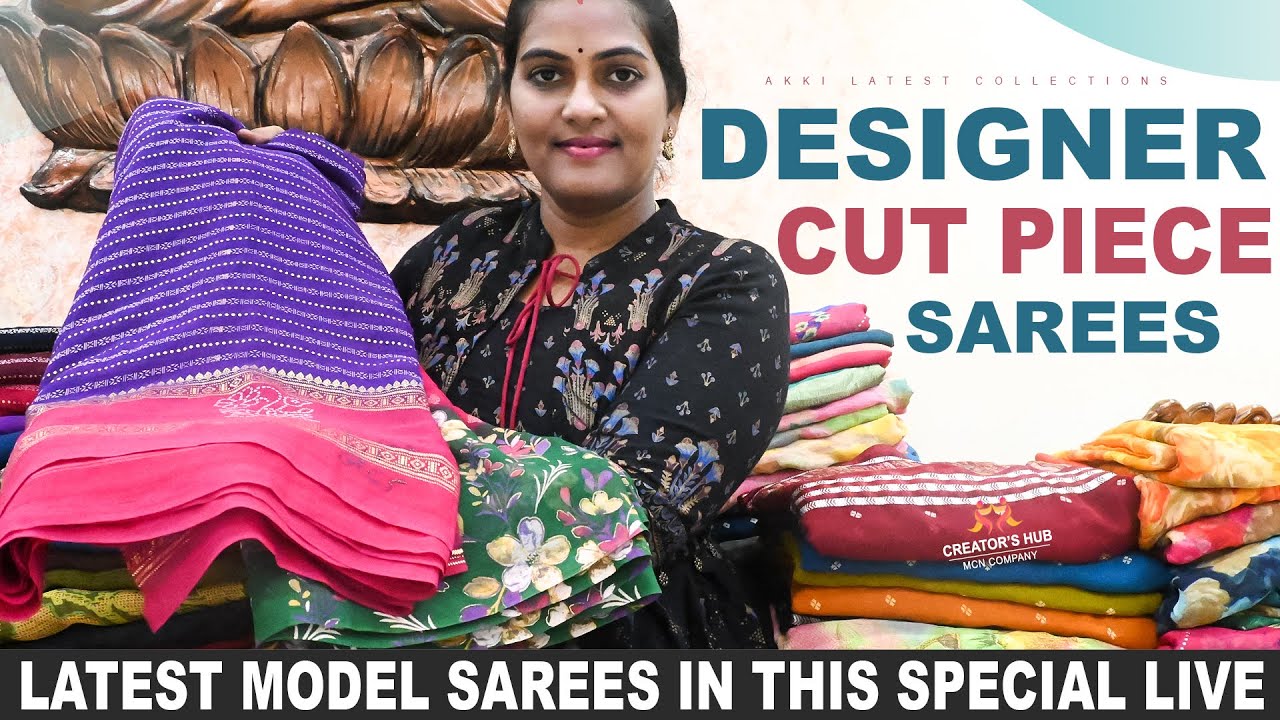 Designer Cut Piece Sarees || Trending Model Cut Piece Sarees In telugu ...