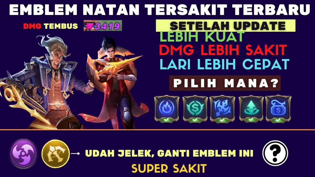EMBLEM NATAN TERSAKIT TERBARU DI MOBILE LEGENDS, CARA SETTING EMBLEM ...