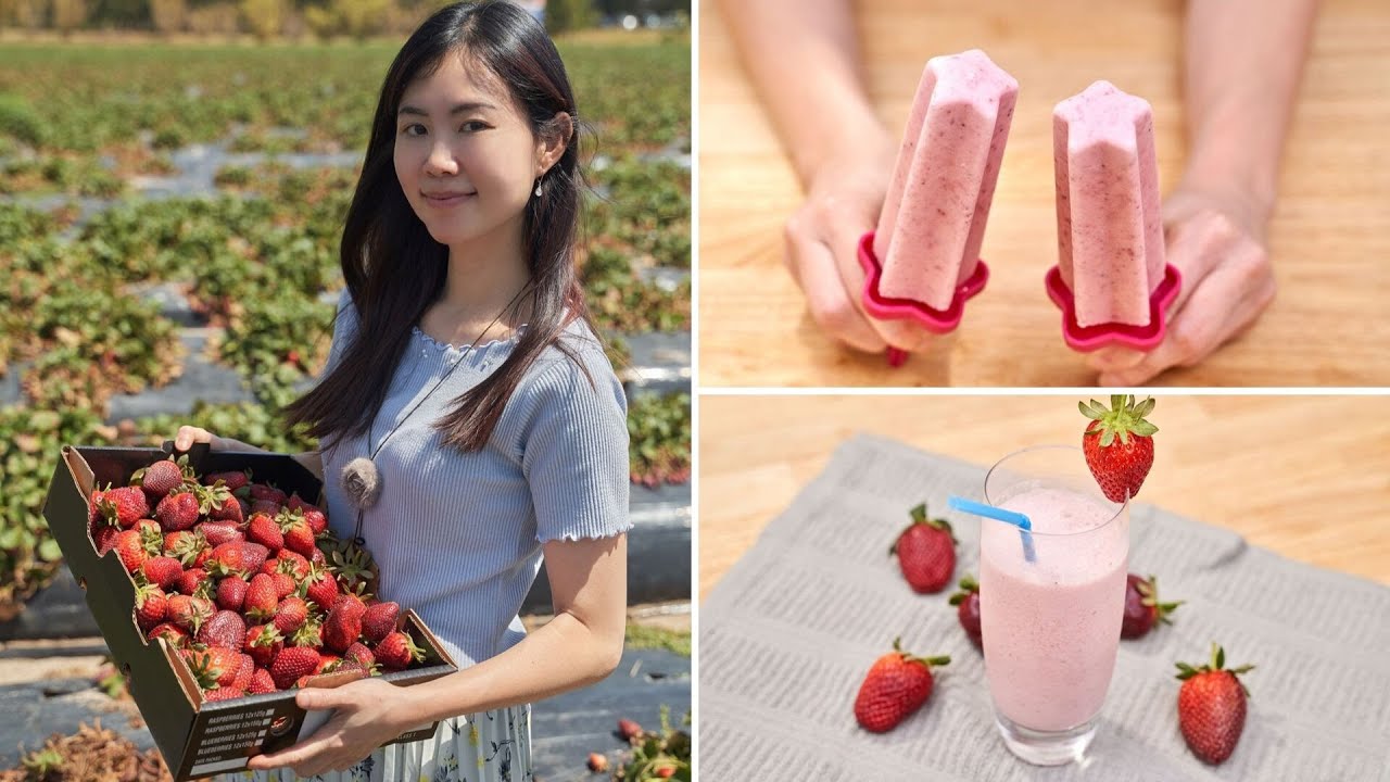 Strawberry smoothie & ice block 草莓冰棒 奶昔 - YouTube