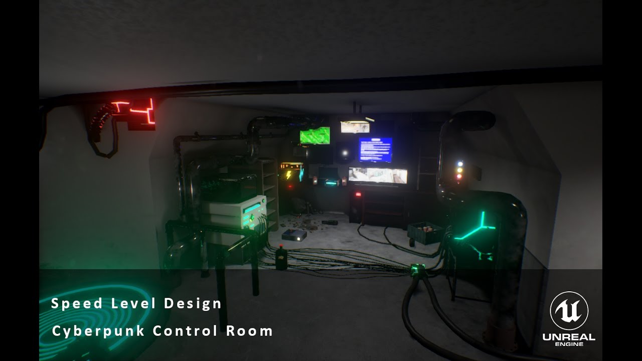 Speed Level Design - Cyberpunk Control Room - Unreal Engine 4 - YouTube