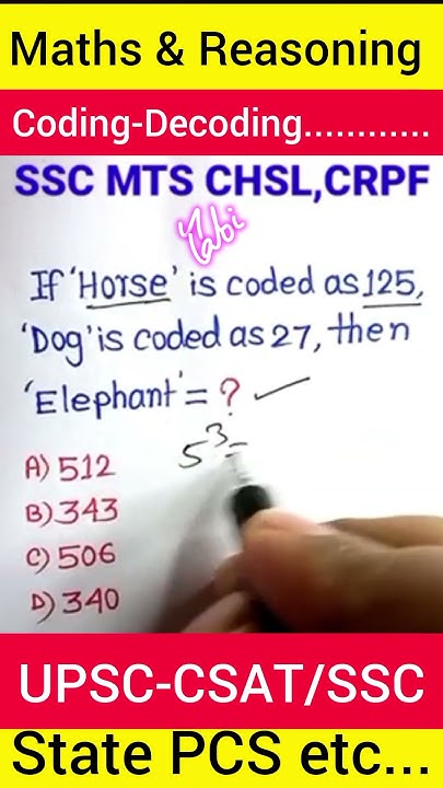 Coding Decoding Reasoning Tricks || Maths & Reasoning || UPSC CSE CSAT - SSC #maths #algebra # ...