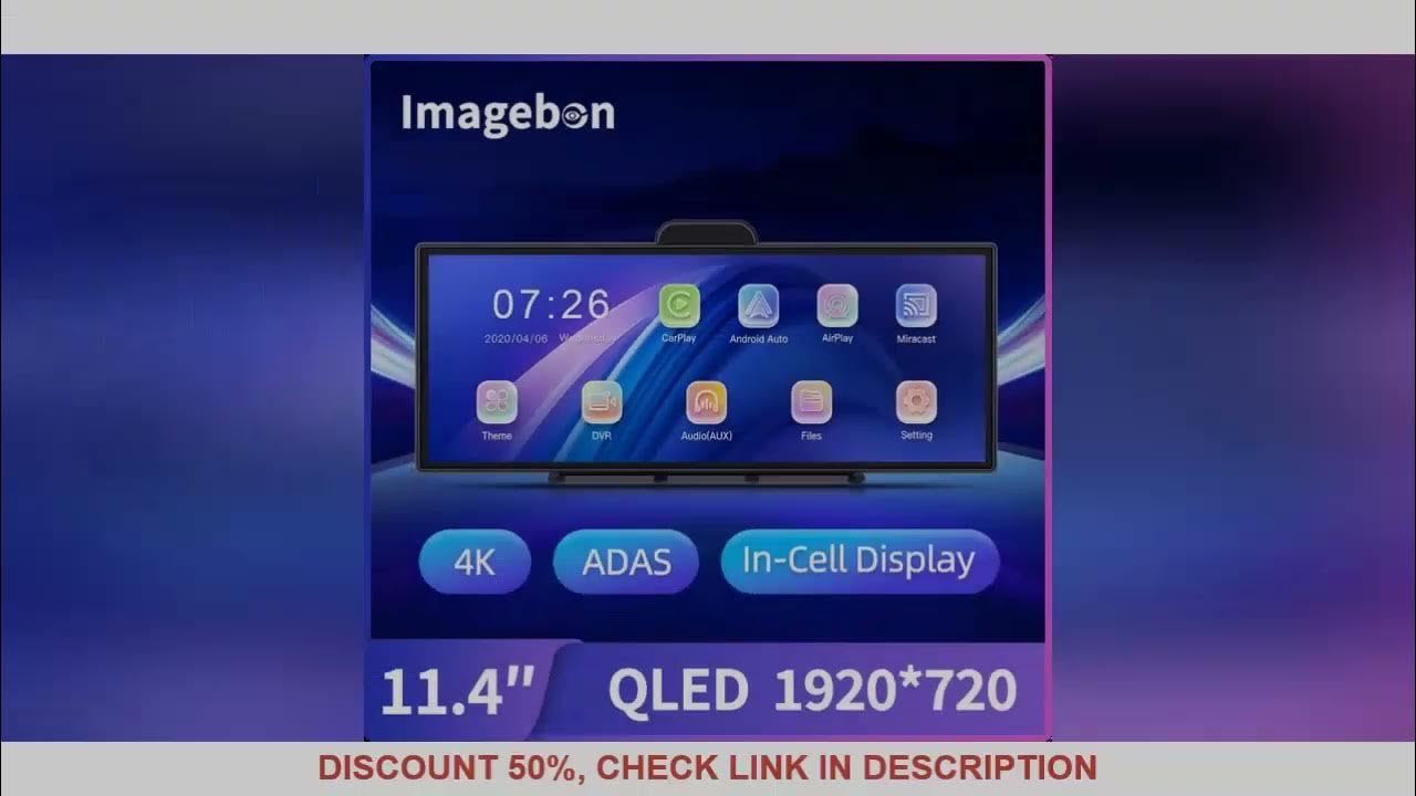 Mais recente Imagebon 114?? H70 Pro 4K ADAS QLED Dash Cam com CarPlay Sem Fio e Android Auto ...