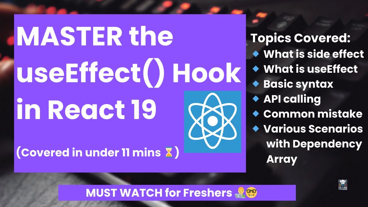 React useEffect hook Explained in under 11 mins (Must know for Freshers)😵💻 #useeffect #reactjs ...