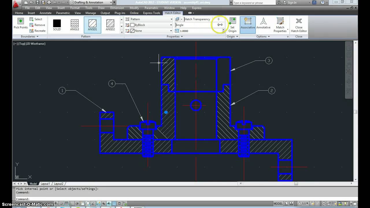 autocad hatch with angle option for different layers - YouTube