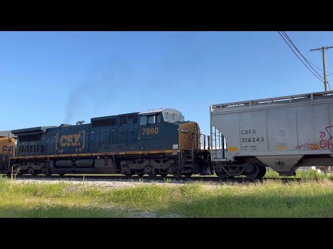 CSX M642(?) with CSXT 5402 & CSXT 7860 (C40-8W) in Rensselaer, Indiana - YouTube