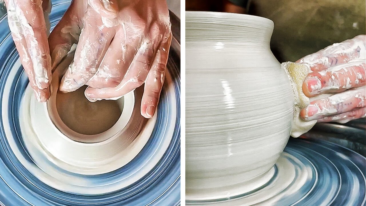 FABRICATION SATISFAISANTE DE POTS EN ARGILE || CRÉATIONS DE POTERIE EN ...