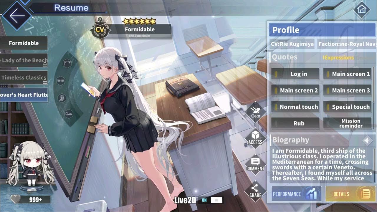 Azur Lane: HMS Formidable L2D Skin Unique Touch (The Lover's Heart Flutters On Duty) 4 - YouTube