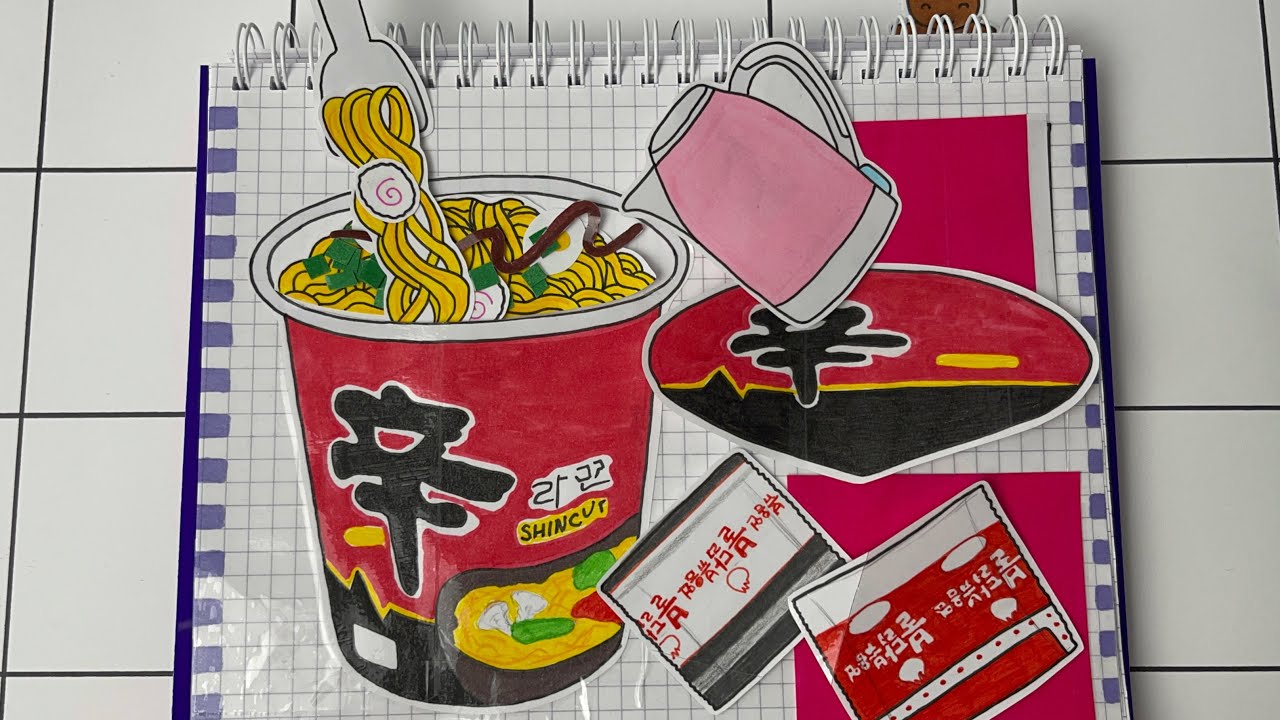 [💸paper diy💸] Making RAMEN 🍜 [ASMR] 종이놀이 paper play 라면 끓이기 - YouTube