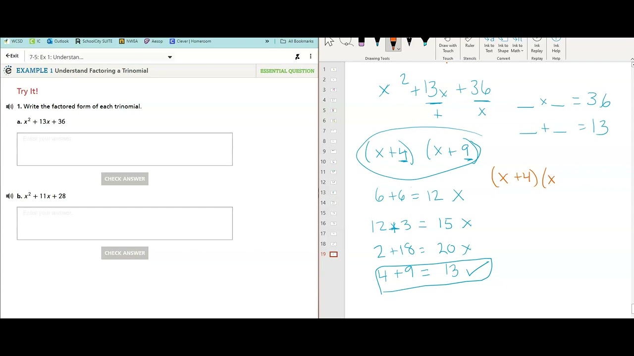Alg 1- 7.5 Factoring Trinominals x^2+bx+c - YouTube