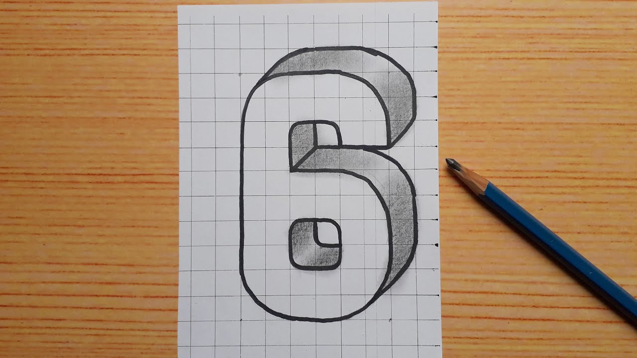 Simple 3d Drawing Number 6 / How To Draw Easy For Beginners #shorts ...