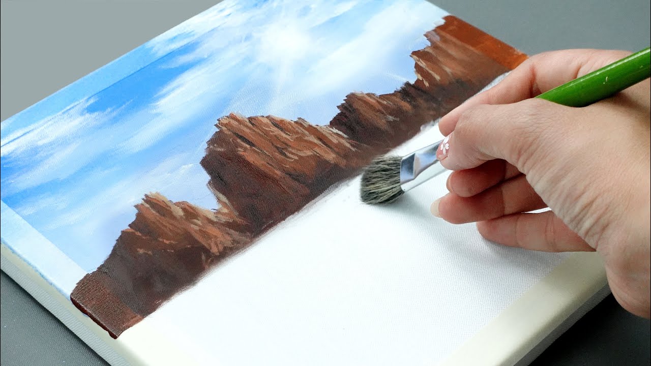 Easy Art / How to draw a seaside landscape 🌊 / Acrylic Paint Techniques ...