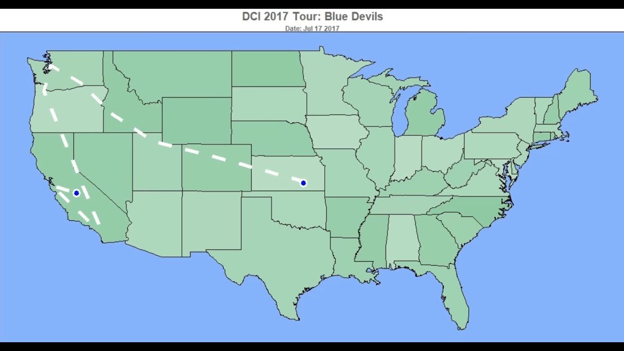 DCI 2017 Tour Mapped Out (Top 12 Corps) - YouTube