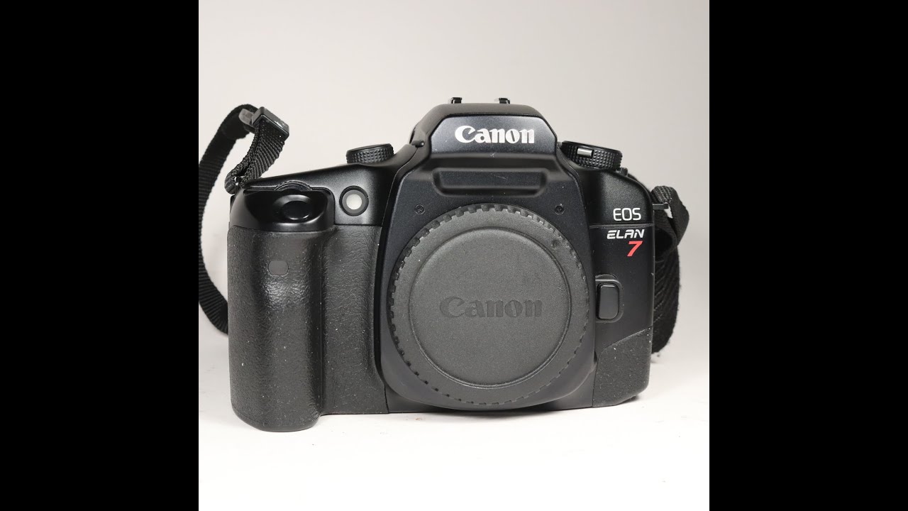 Canon Elan 7 35mm Film SLR Camera body being checked over in ...