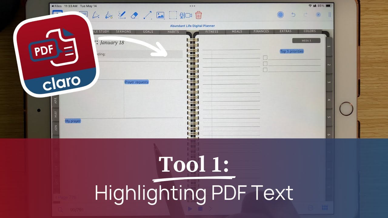 How to highlight PDF text in Claro PDF Pro | Digital planning tutorial | Note taking app - YouTube