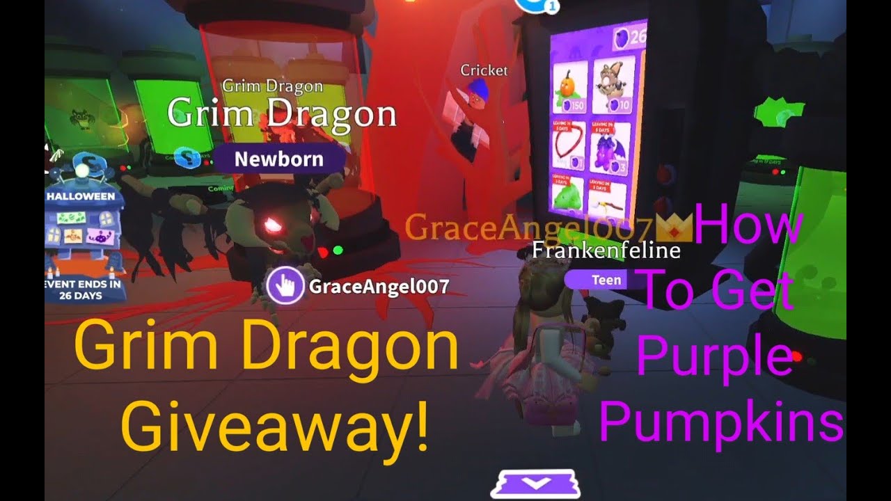 Adopt Me Halloween Update! Purple Pumpkin Locations! Grim Dragon ...