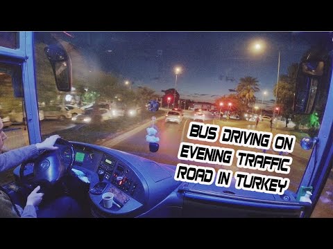 MERCEDES Otobüs Akşam Trafiğinde Sürüş ..