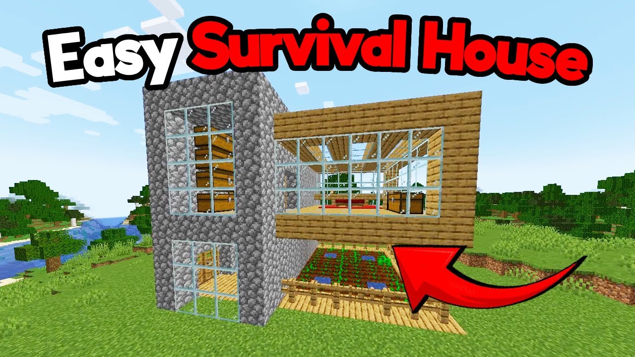 Minecraft House Tutorial : Large Wooden Survival House (How to Build ...