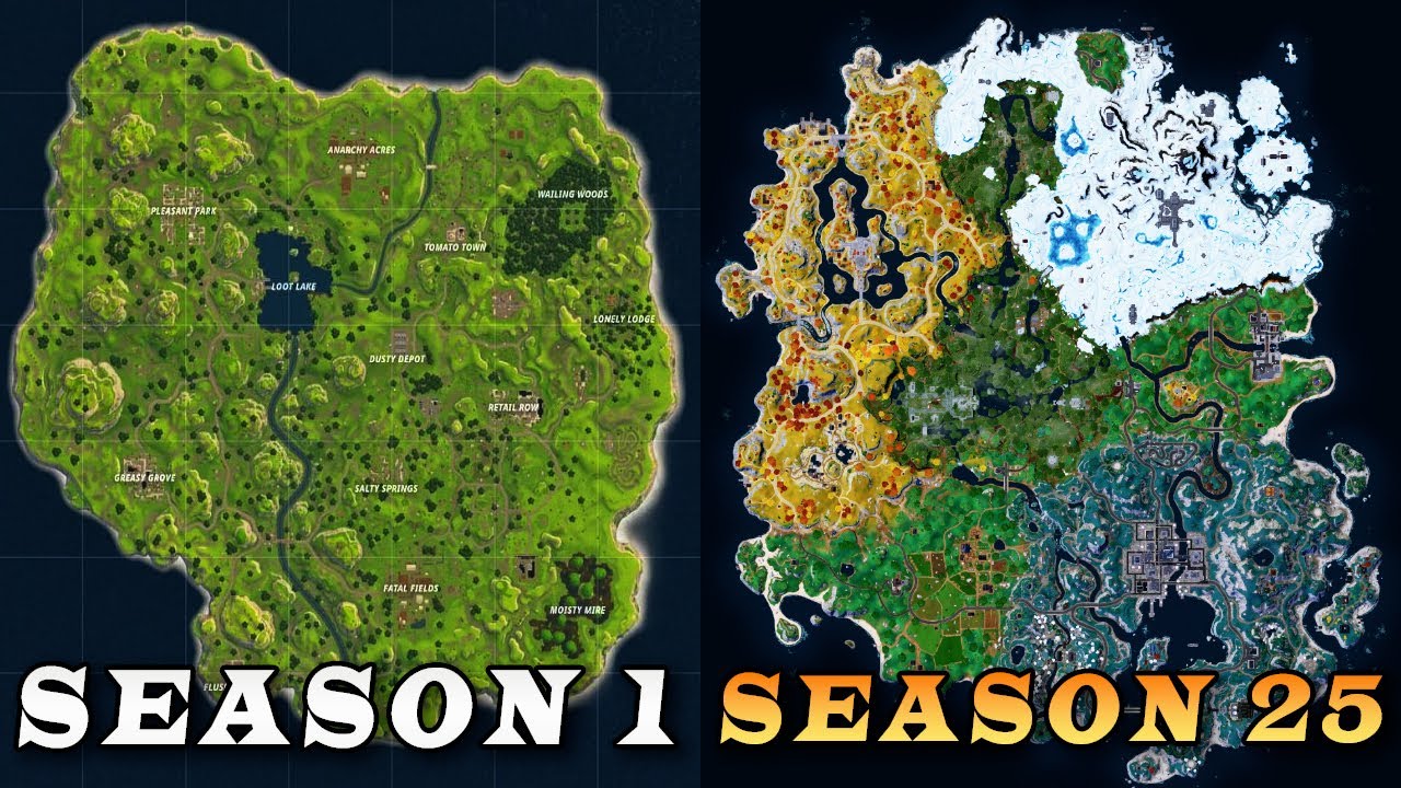 Evolution Of Fortnite Map (Chapter 1 Season 1 - Chapter 4 Season 4 ...