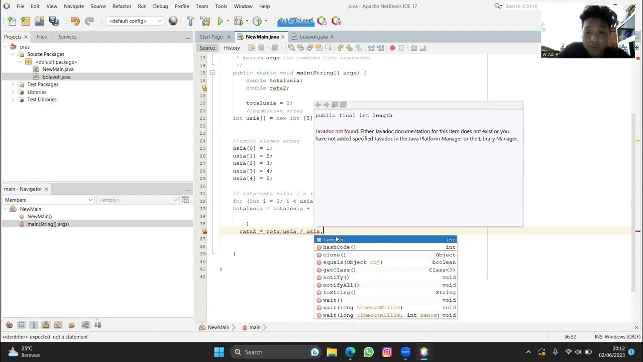 "nilai rata-rata pada array"01 neatbeans-tugas 11 - YouTube