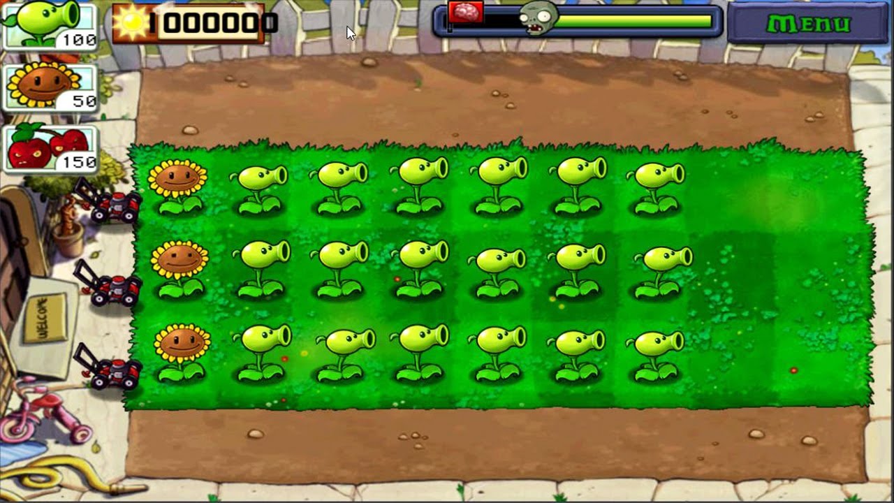 Plants vs Zombies - Peashooter vs Wall Nut Bowling vs Zombie PVZ1 - YouTube
