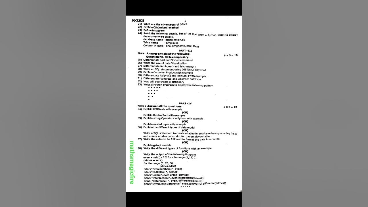 12th standard computer science half yearly exam question paper dec2022. - YouTube