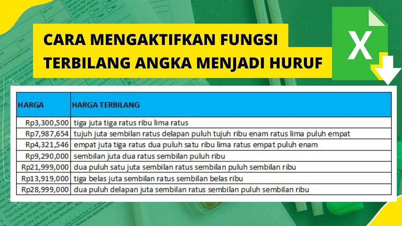 Cara Mengaktifkan Fungsi Terbilang Angka Menjadi Huruf Di Excel - YouTube