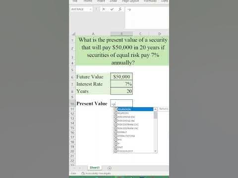 CALCULATING PRESENT VALUES USING MICROSOFT EXCEL - YouTube