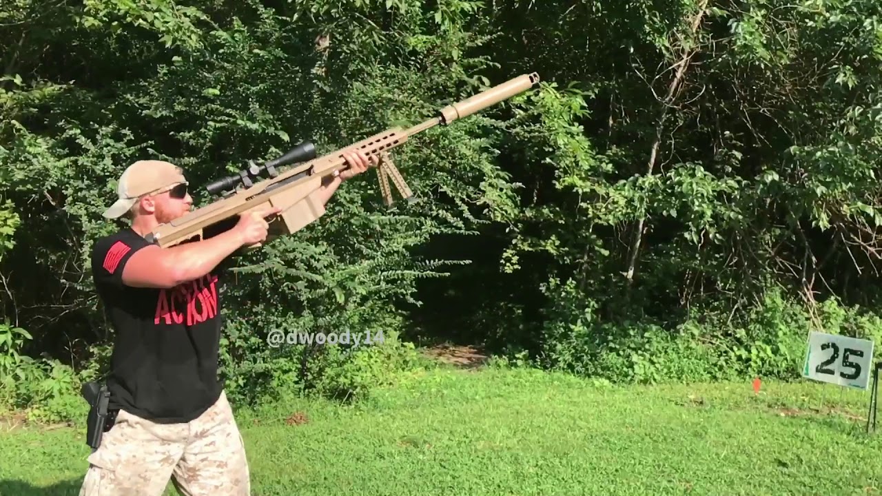 Shoulder firing a Barrett! - YouTube