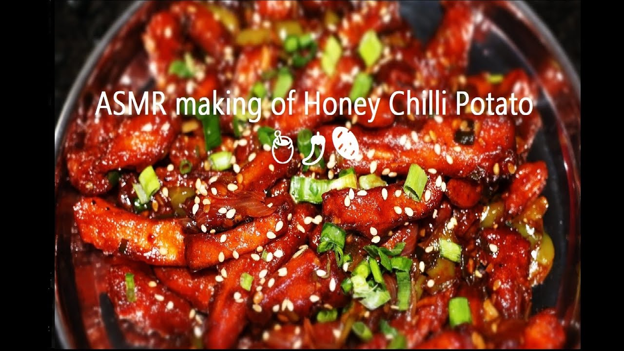ASMR making of Honey Chilli Potato 🍯🌶️🥔 | ASMR | Cooking #asmr # ...