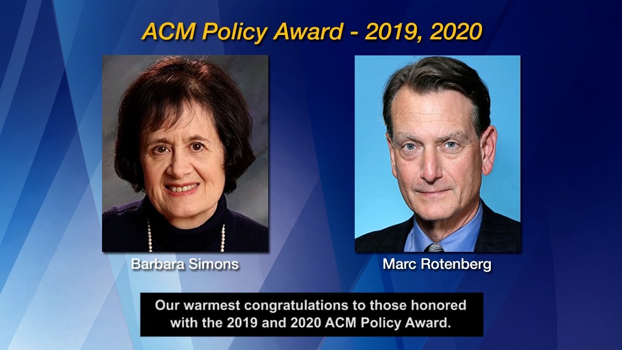 ACM Celebrates Recipients of the 2019 & 2020 ACM Policy Award - YouTube