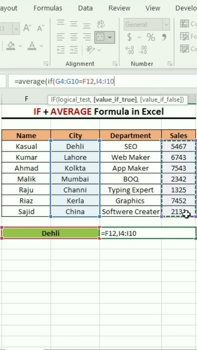 IF+AVERAGE Formula in Excel l Excel tips and Tricks l#exceltutorial#excel#shorts#microsoft - YouTube
