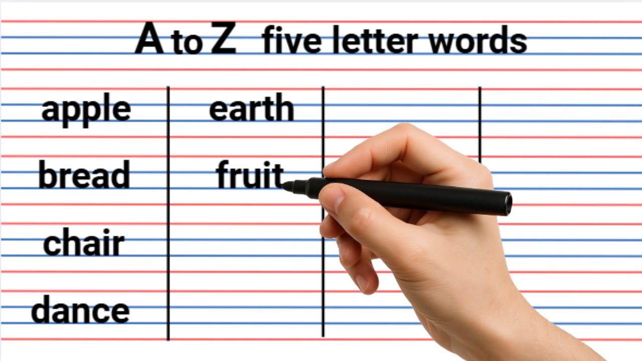 A to Z Five Letter Words for Kids | Easy English Learning | Alphabet ...