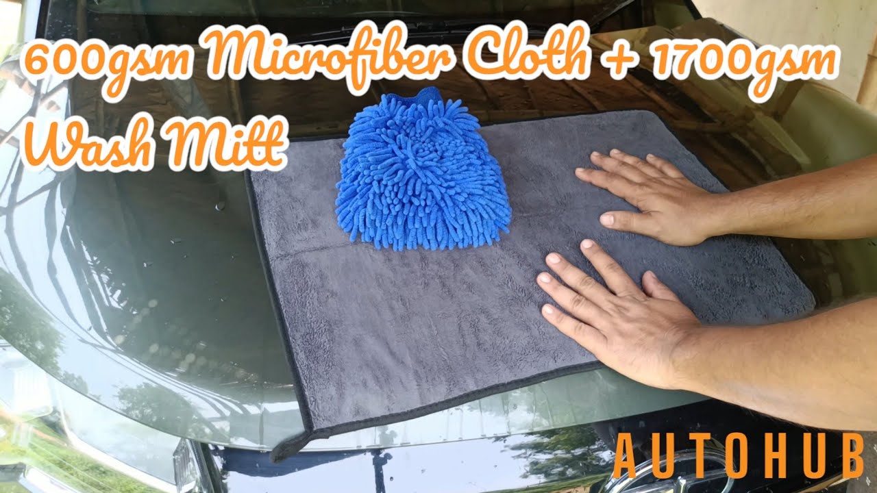 600 gsm microfiber cloth for Car || wash mitt for cars || AutoHub - YouTube