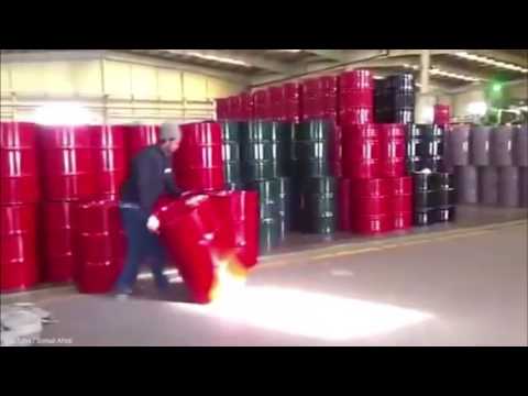 Workers have barrel spinning skills - YouTube