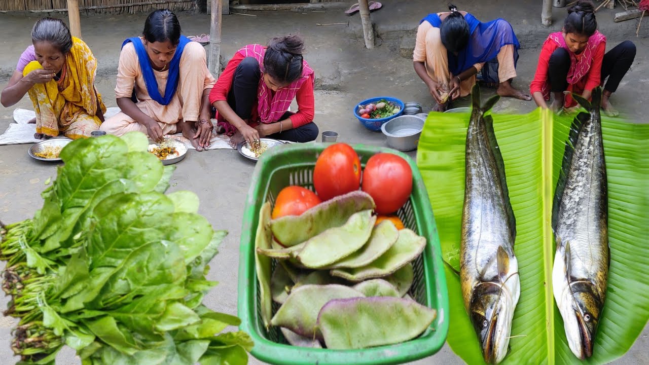 How SANTALI GIRL cooking RIVER BIG BOYAL fish recipe in village style ...